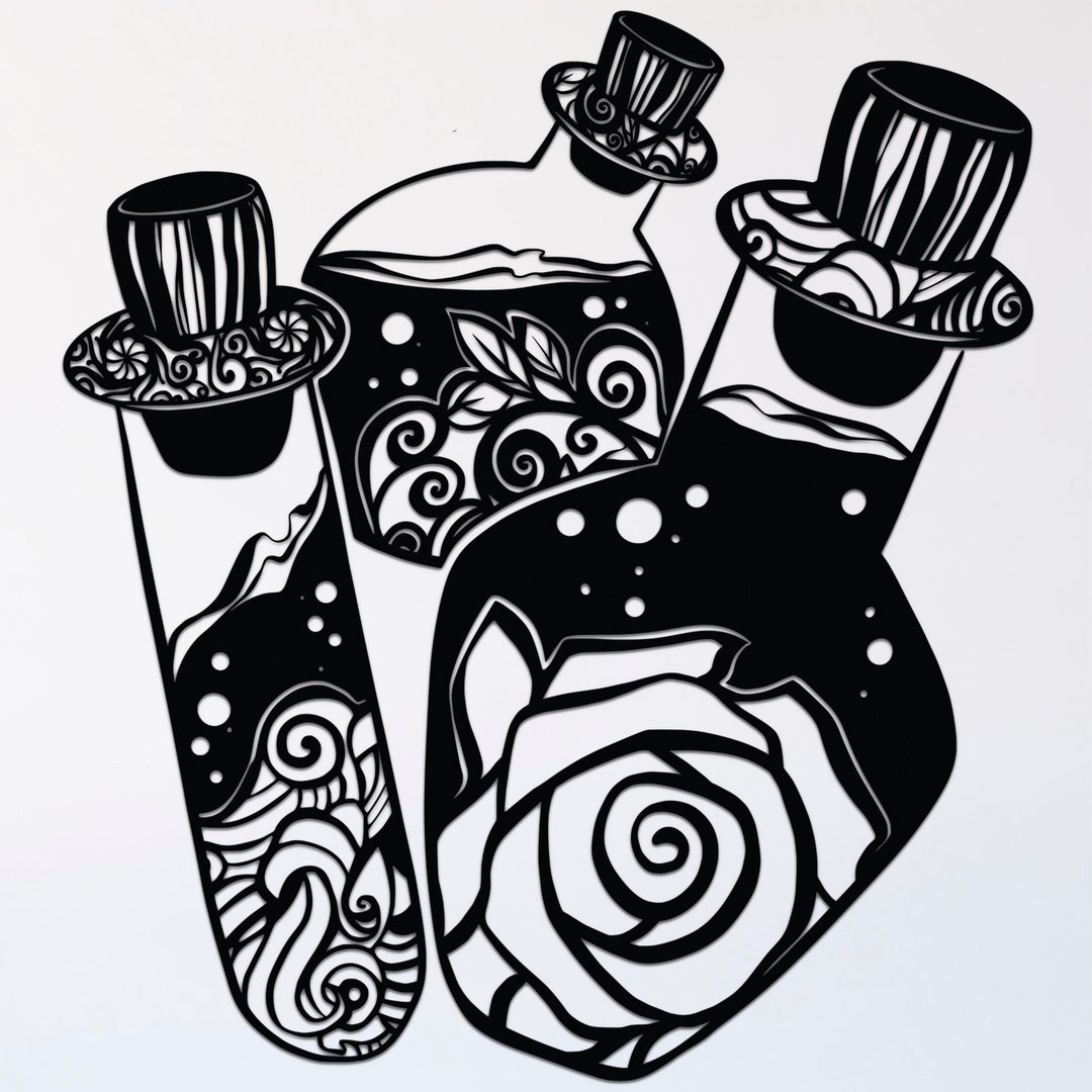 Floral Potion Bottles Svg Cut File, Glowforge File, Vinyl Template ...
