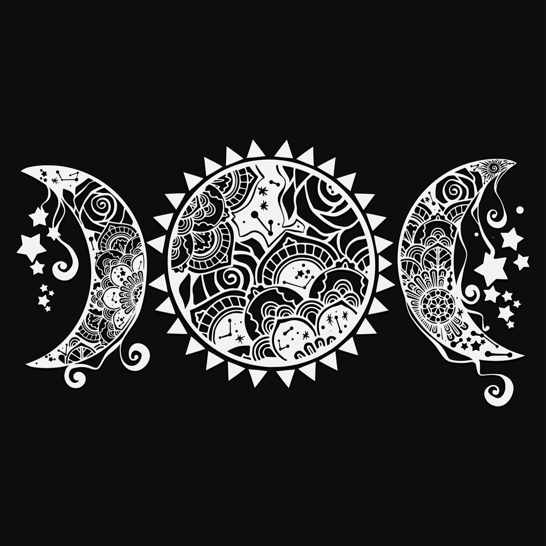 Sun and Moon Mandala Svg Cut File, Glowforge File, Vinyl Template ...