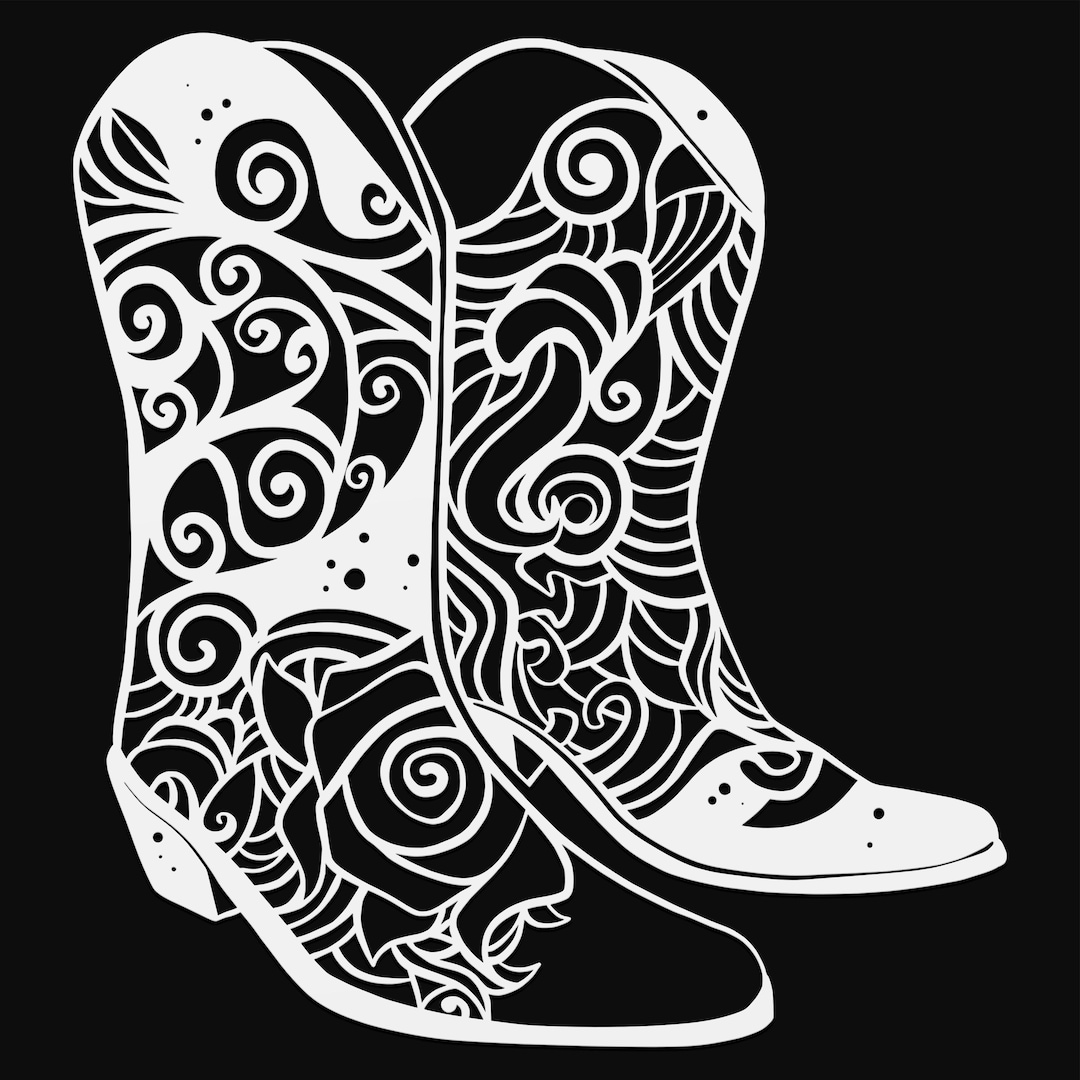 Cowboy Boots Mandala Svg Cut File, Glowforge File, Vinyl Template ...