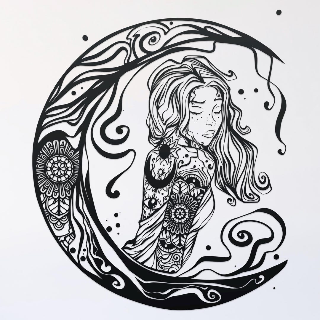 Moon Magick Woman Mandala Svg Cut File, Glowforge File, Vinyl Template ...