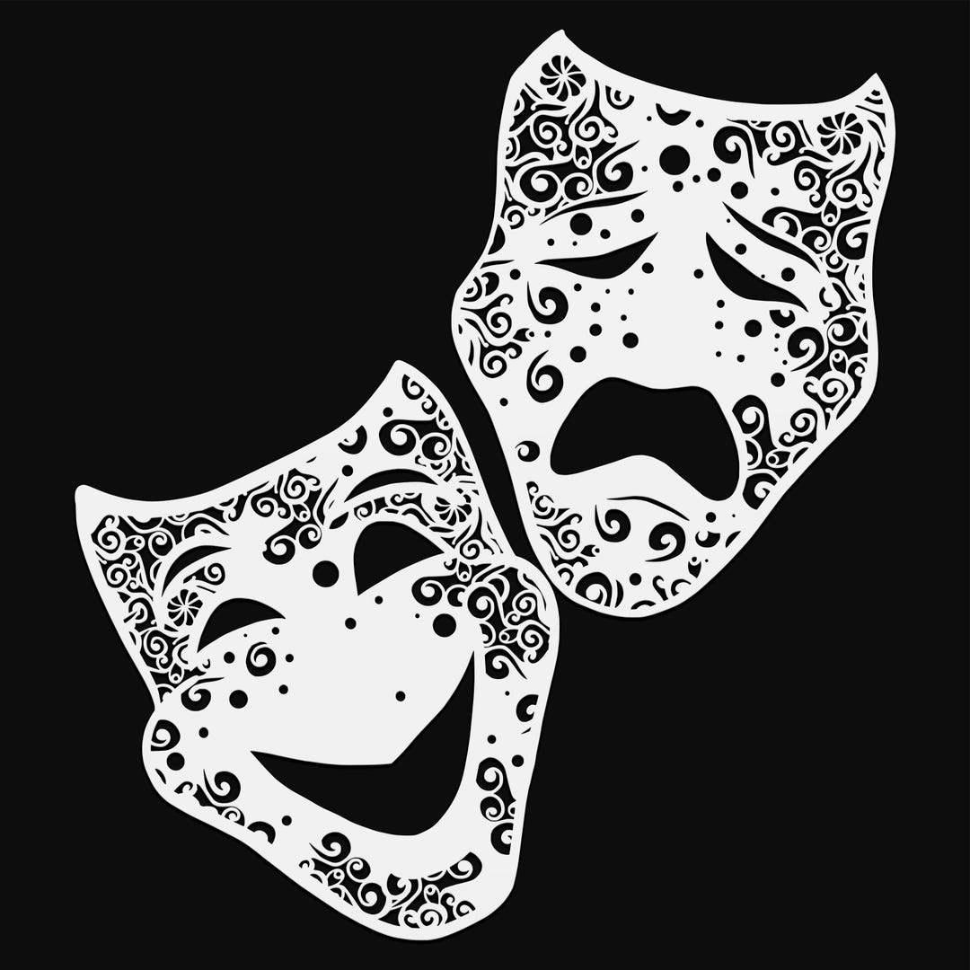 Comedy and Tragedy Masks Svg Cut File, Glowforge File, Vinyl Template ...