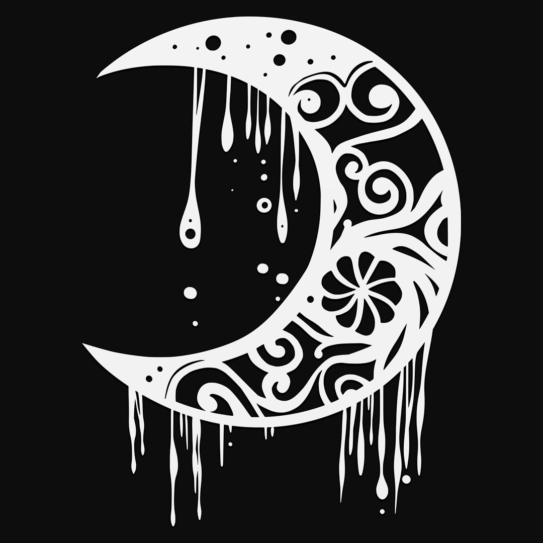 Dripping Moon Mandala Svg Cut File, Glowforge File, Vinyl Template ...