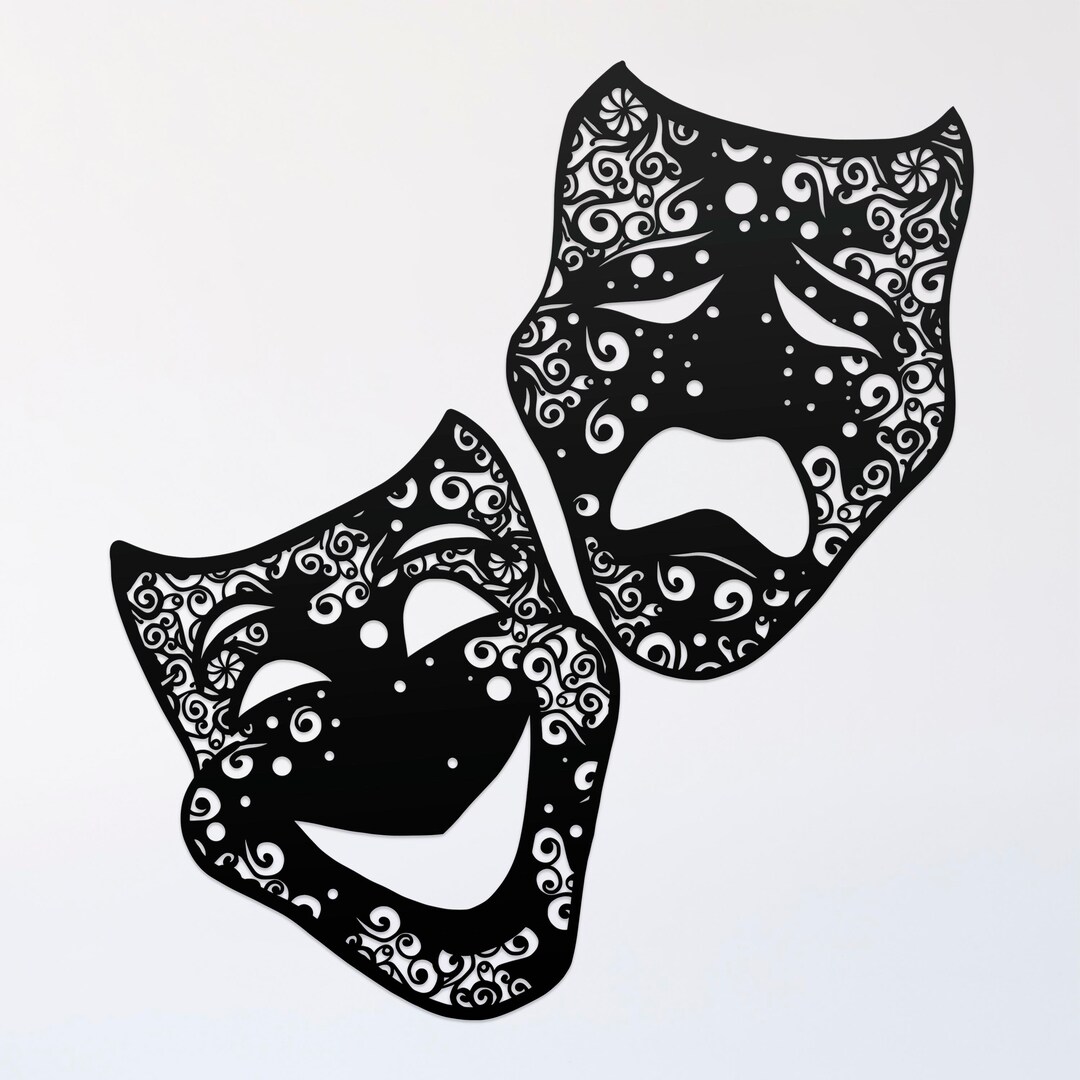 Comedy and Tragedy Masks Svg Cut File, Glowforge File, Vinyl Template ...
