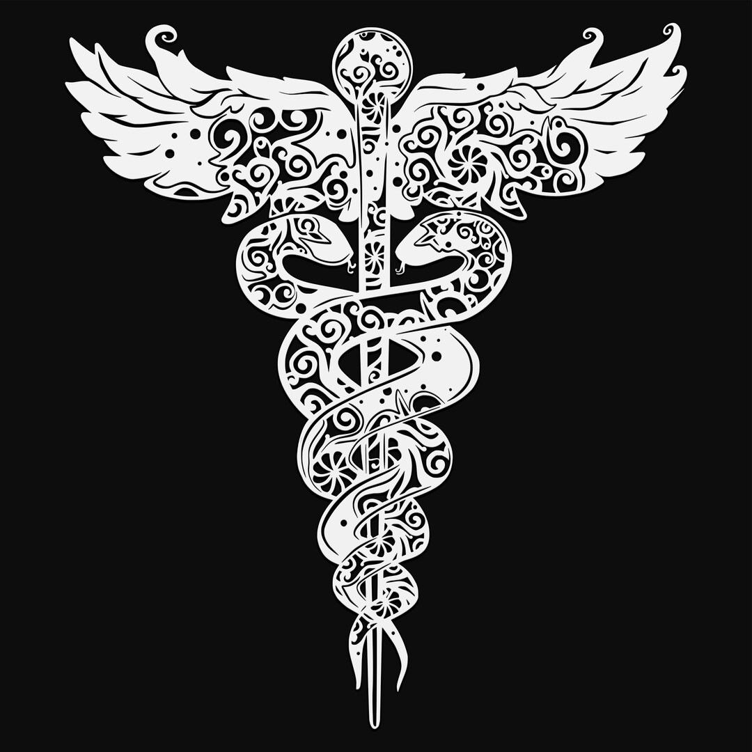 Caduceus Mandala Svg Cut File, Glowforge File, Vinyl Template, Laser ...