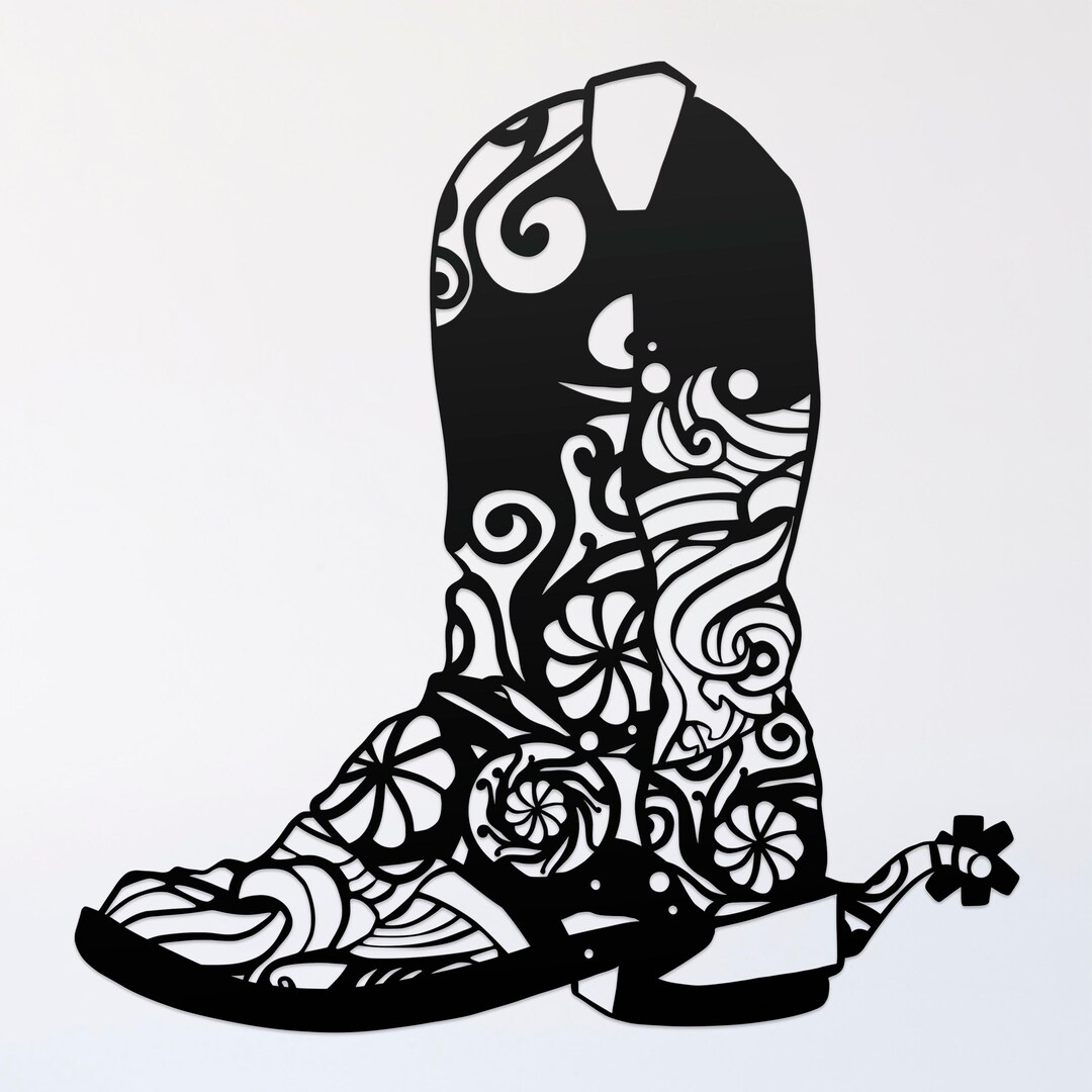 Cowboy Boot Mandala Svg Cut File, Glowforge File, Vinyl Template, Laser ...