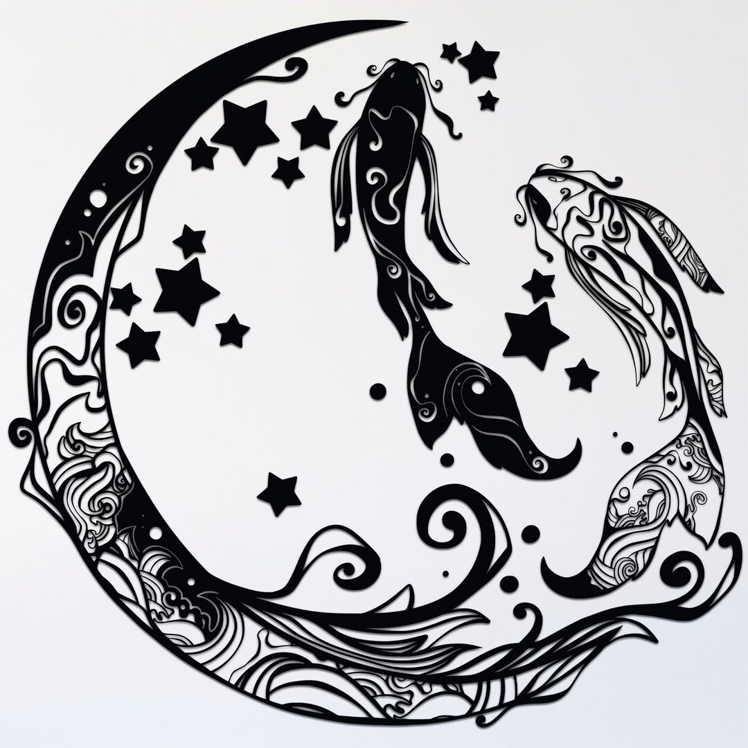 Koi With Moon Mandala Svg Cut File, Glowforge File, Vinyl Template ...