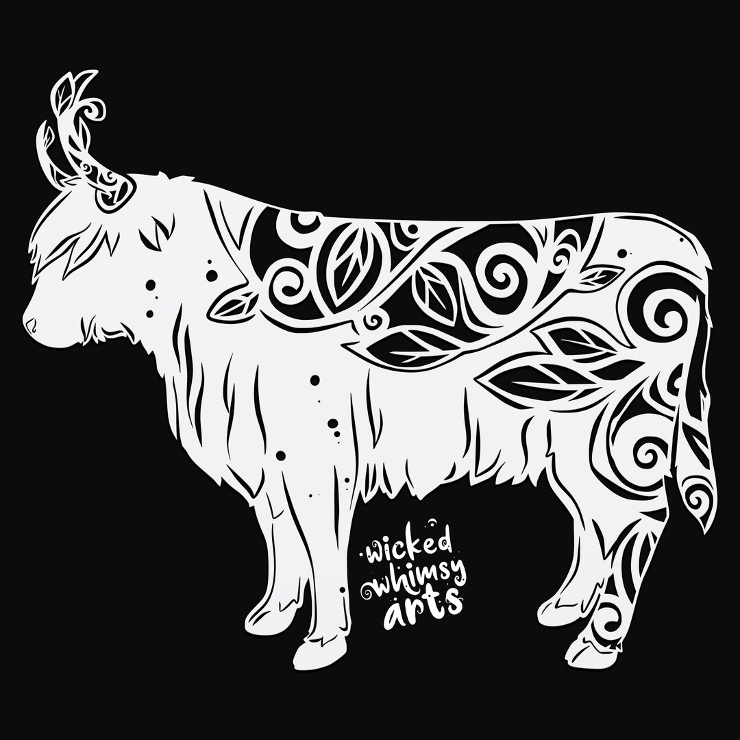 Highland Cow Mandala Svg Cut File, Glowforge File, Vinyl Template ...