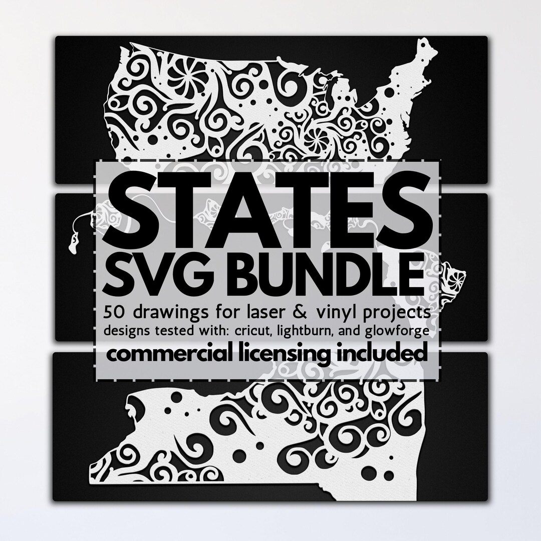 US State Mandala Laser Bundle, Glowforge State Files, Vinyl Geography ...