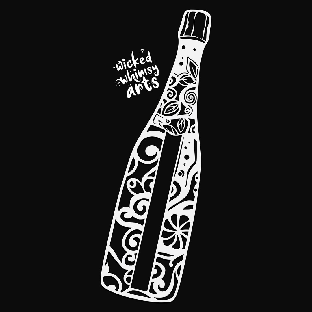 Champagne Bottle Mandala Svg Cut File, New Year Glowforge Svg, Vinyl ...