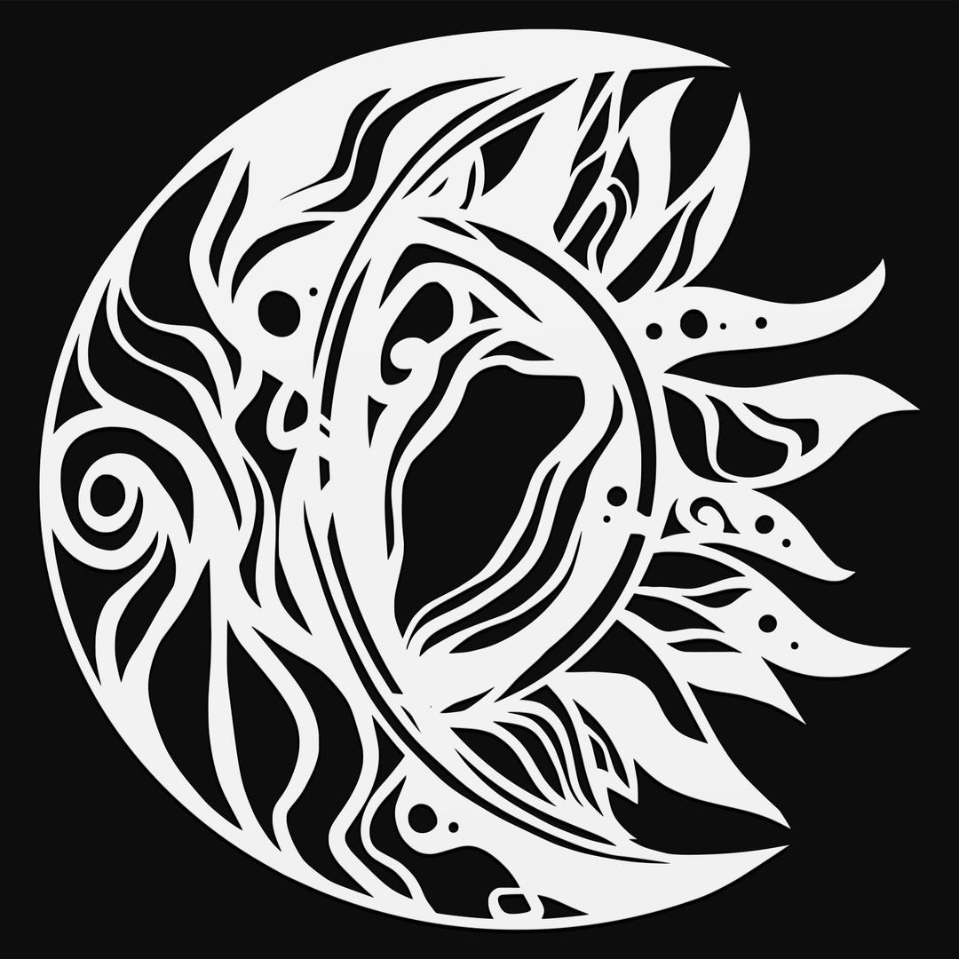 Inky Crescent Moon and Sun Svg Cut File, Glowforge File, Vinyl Template ...