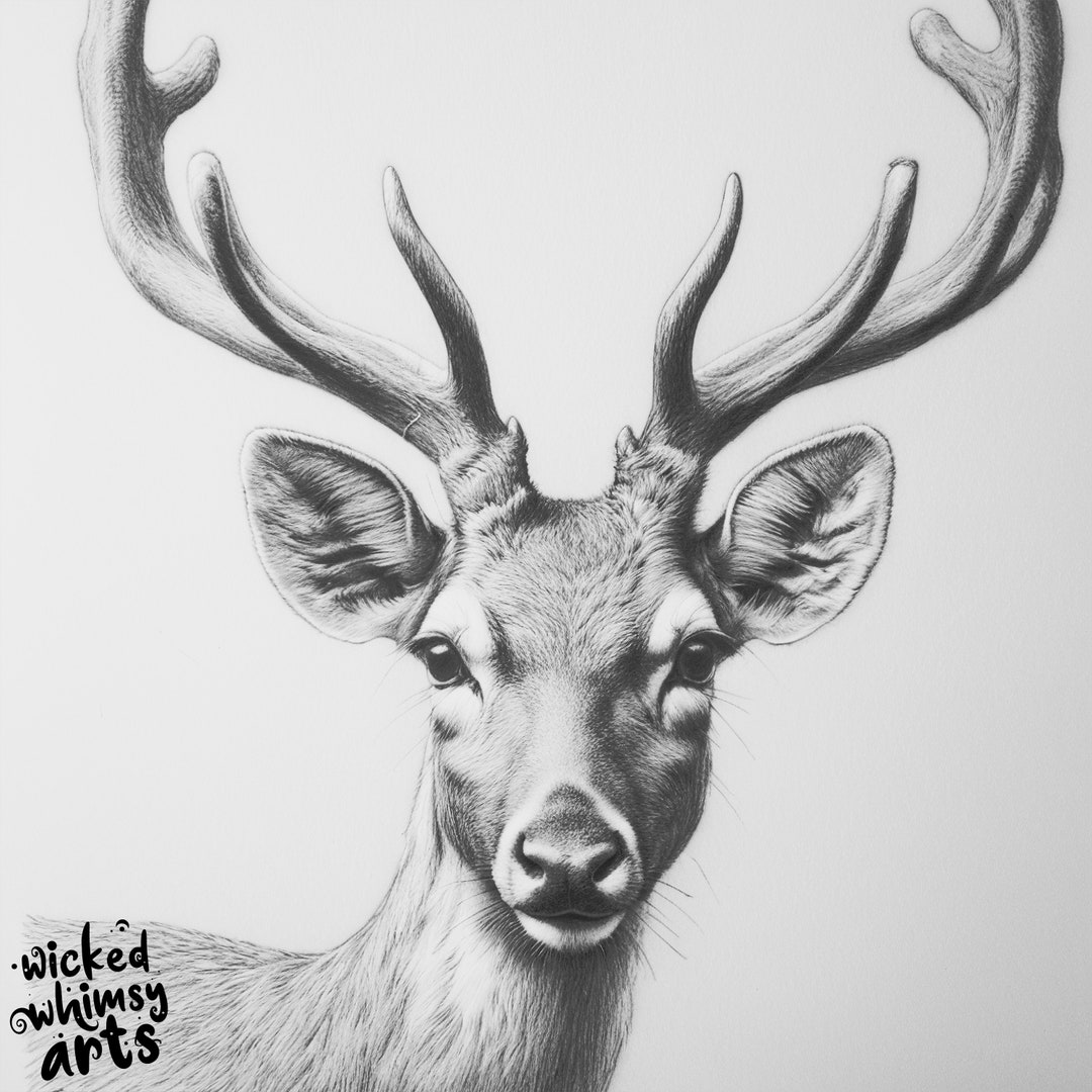 Deer Etching by Wicked Whimsy Arts Png for Co2 Wood Engraving Drawing ...