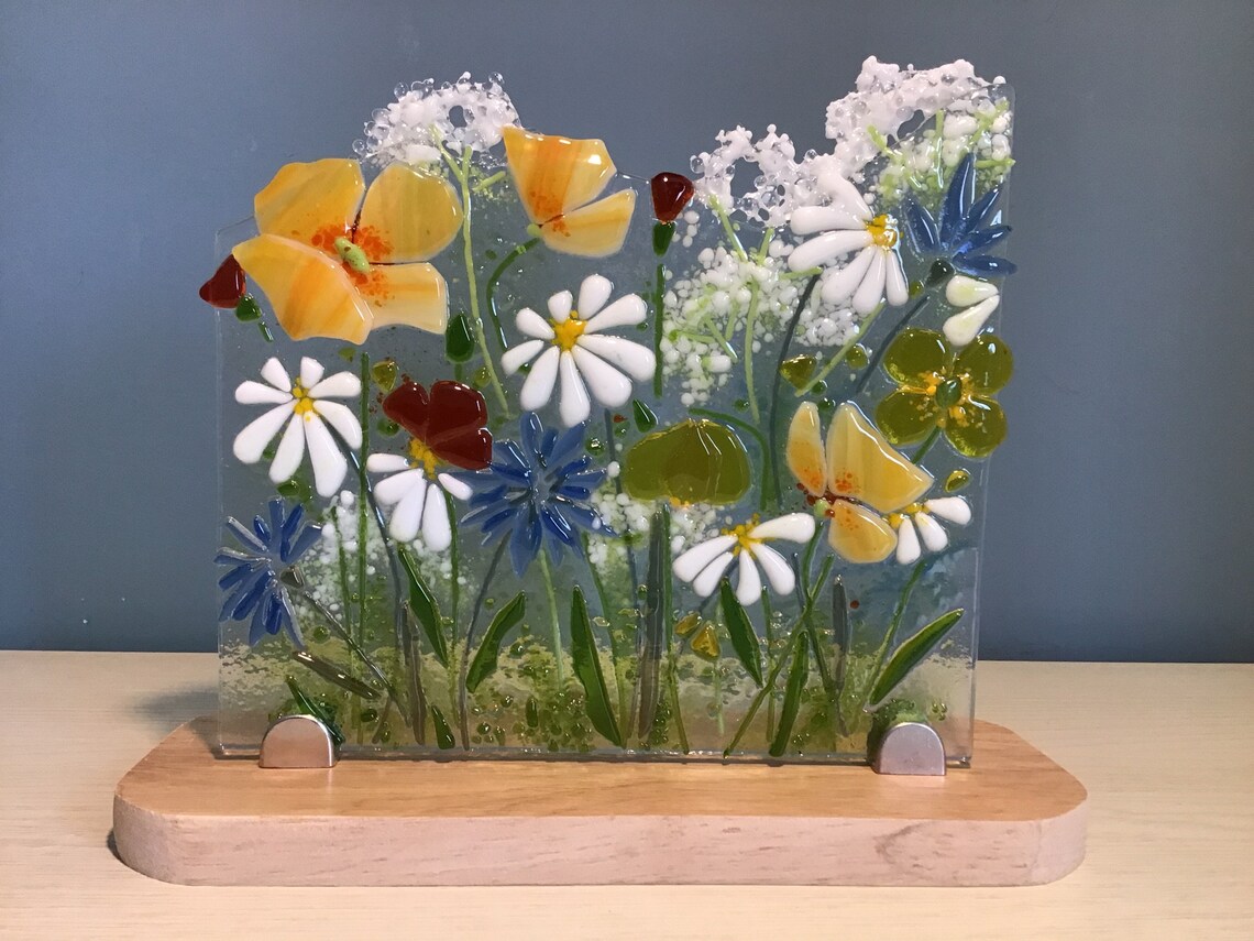 Large 22cm Poppy and Wildflower Plaque on Stand - Etsy