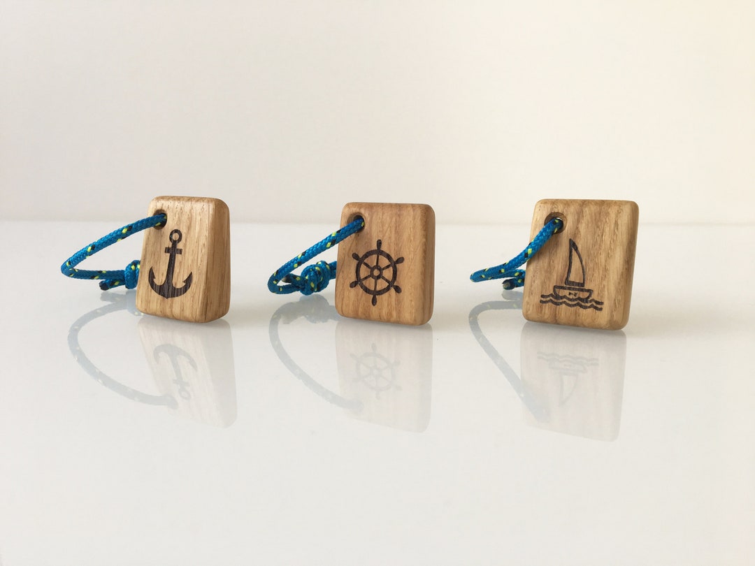 Personalised Oak Keychain in One Side and Logo on the Other Side - Etsy