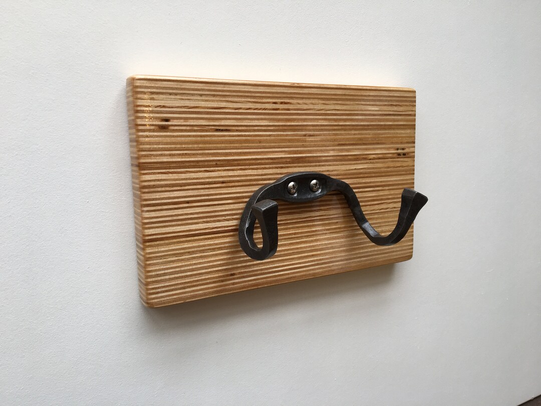 Plywood Coat Rack, Baltic Birch Cloth Hanger, Forged Steel Hooks. - Etsy