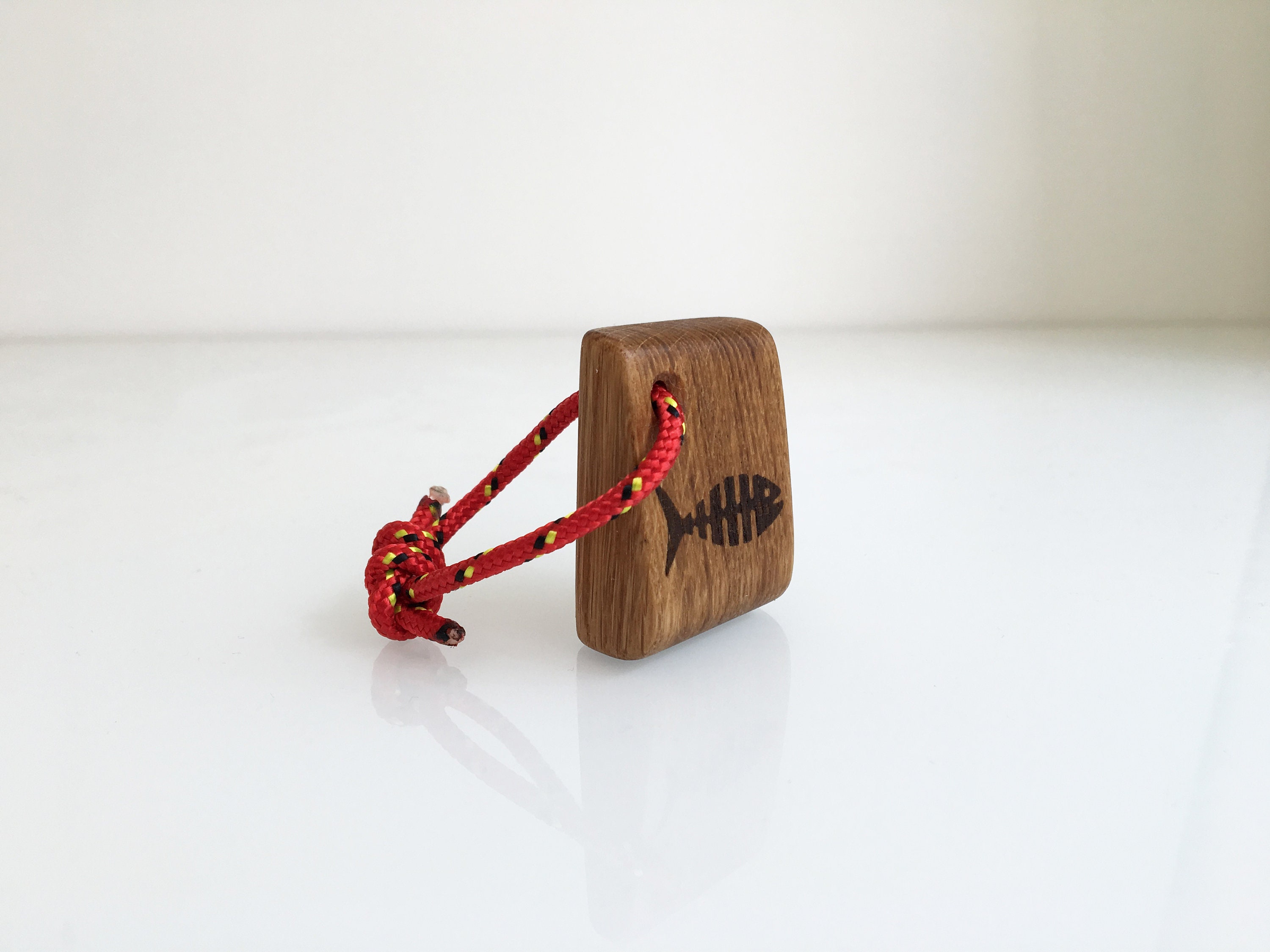 Fish Bone Logo Keychain Handmade From Oak | Etsy