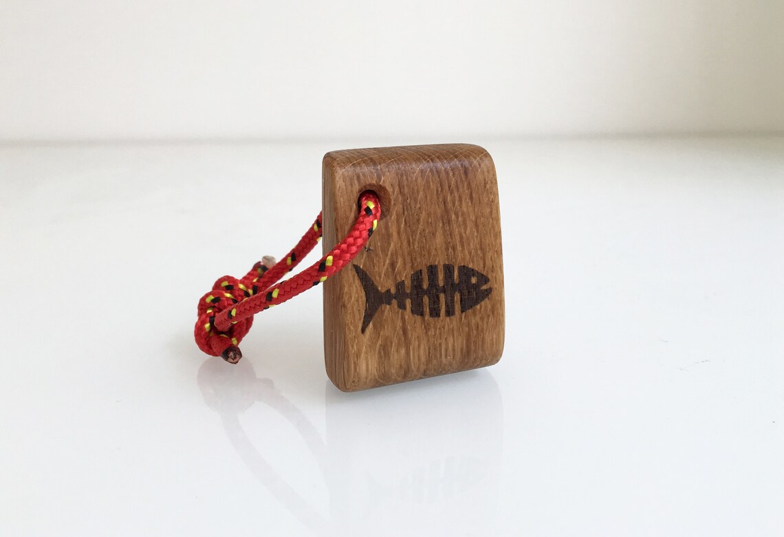 Fish Bone Logo Keychain Handmade From Oak | Etsy