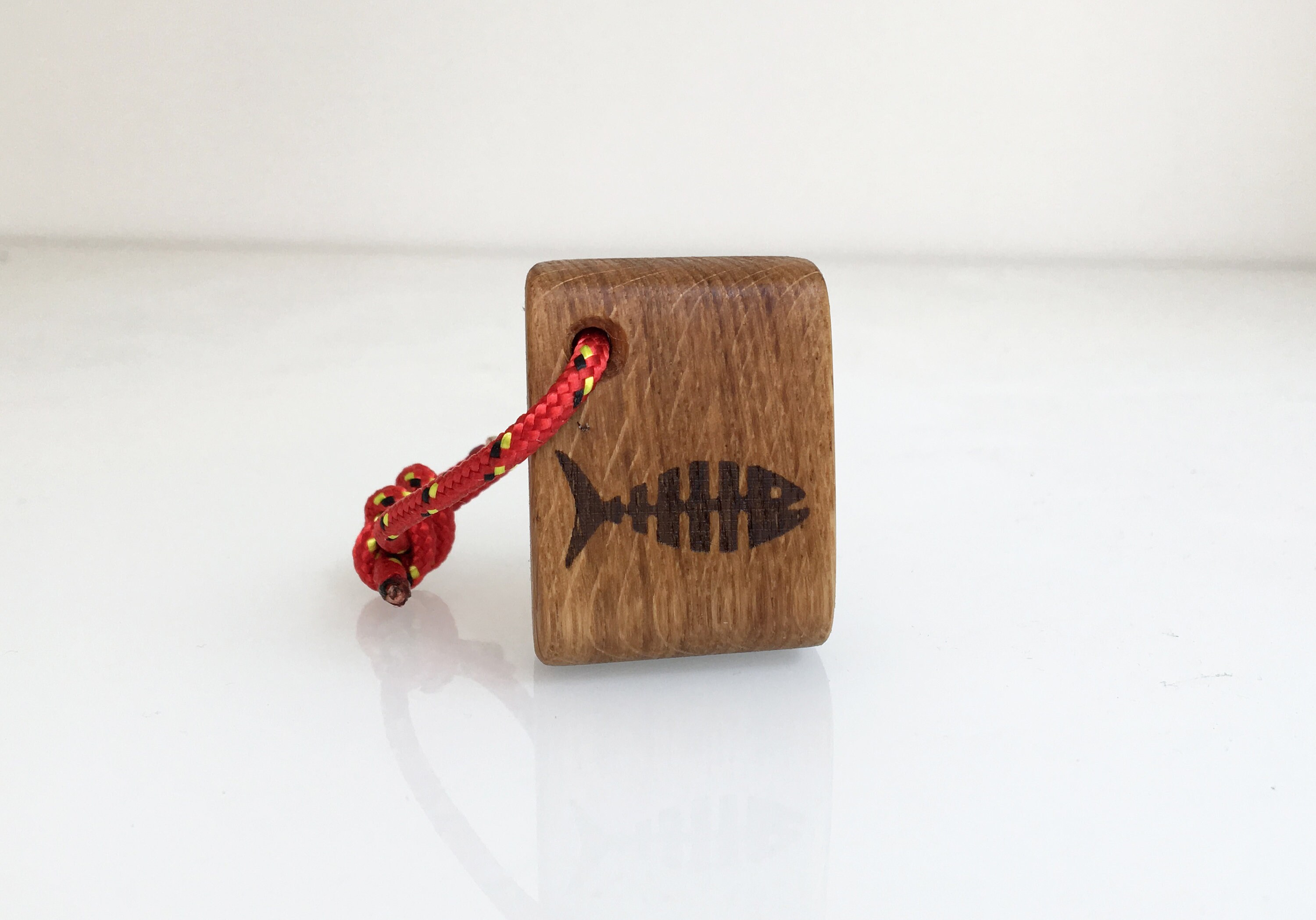 Fish Bone Logo Keychain Handmade From Oak | Etsy