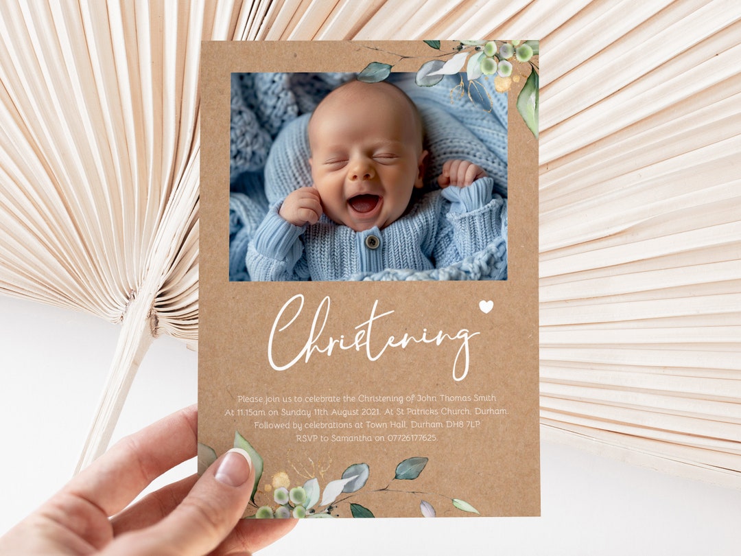 Personalised Christening Invitation Including Photos, R1 Christening ...
