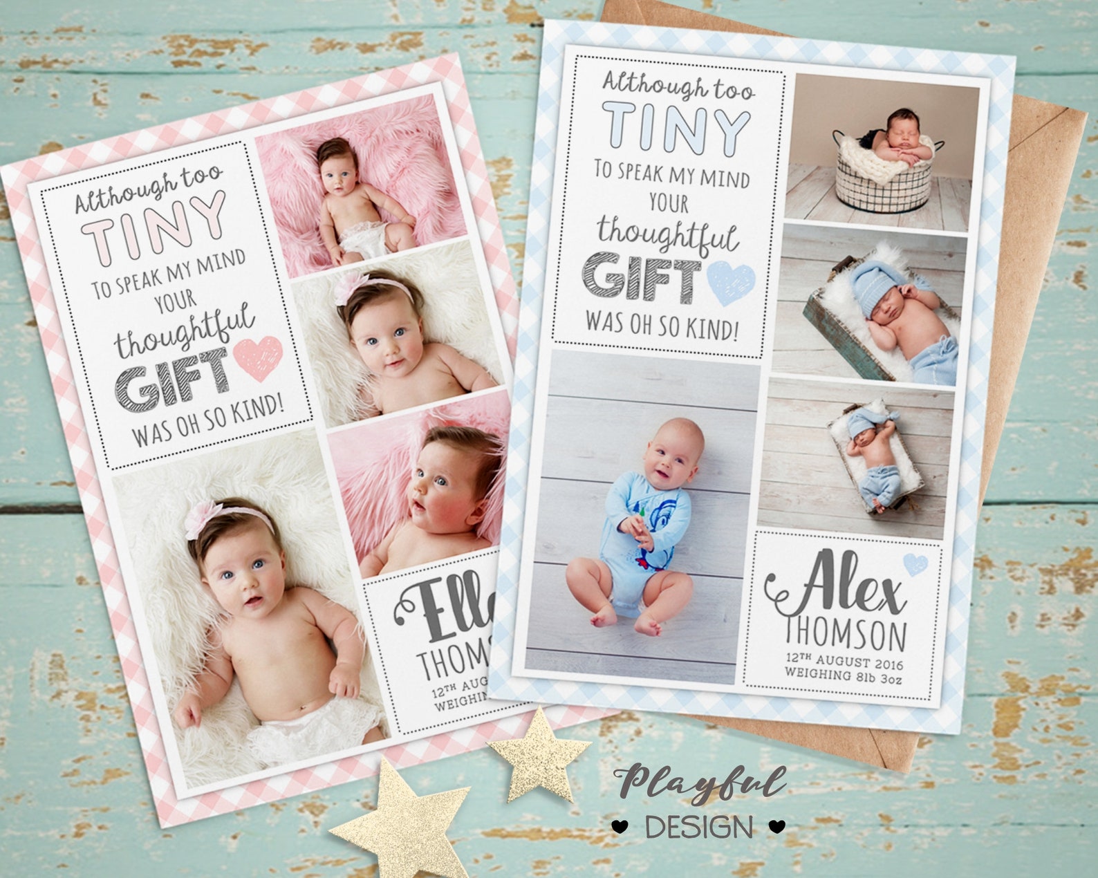 Christening Thank You Cards Personalised Thank You Cards With Etsy