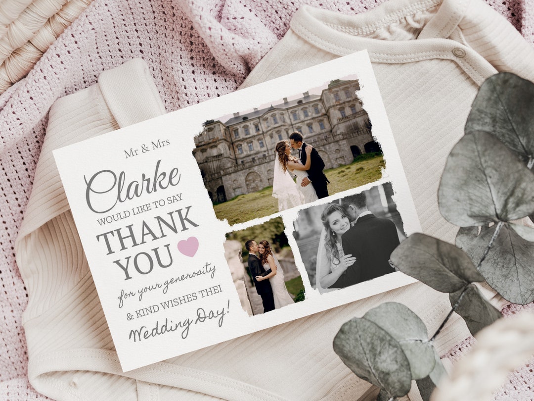 Wedding Thank You Cards Personalised Design With Photo W2 Rustic ...
