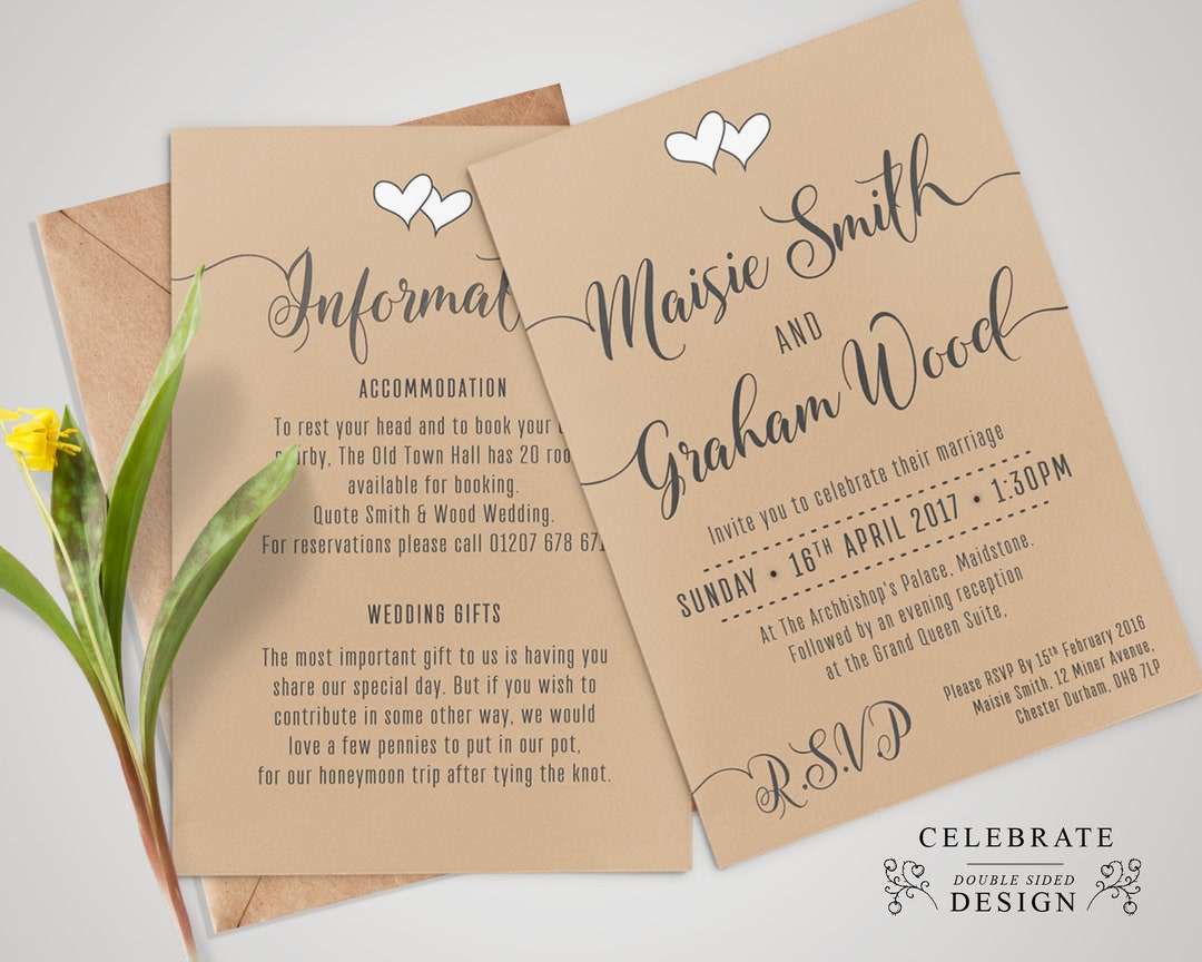 Evening Reception Invitations, Personalised Wedding Day Invitations (W1 ...