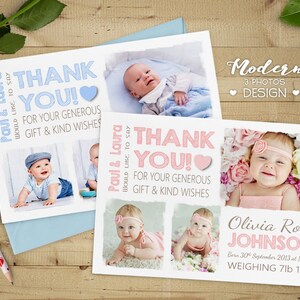 Birthday Thank You Card, Personalised New Baby Thank You Card, (B1 ...