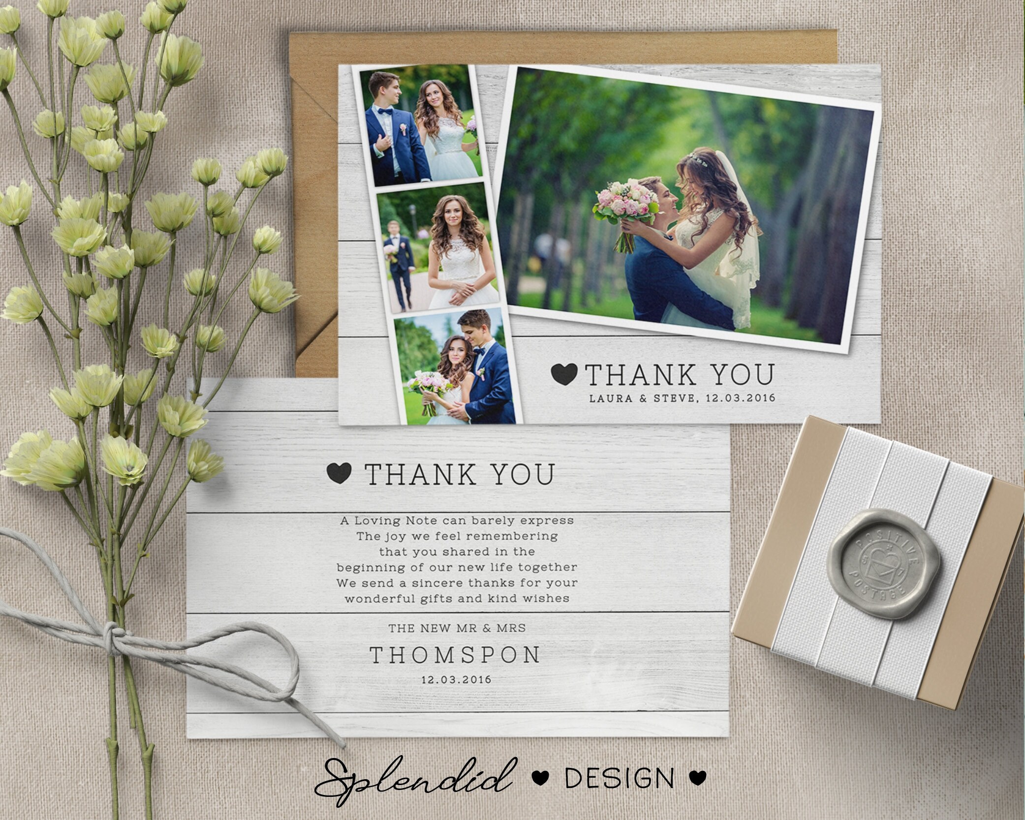 Bespoke Wedding Thank You Cards With Photo double Sided - Etsy UK