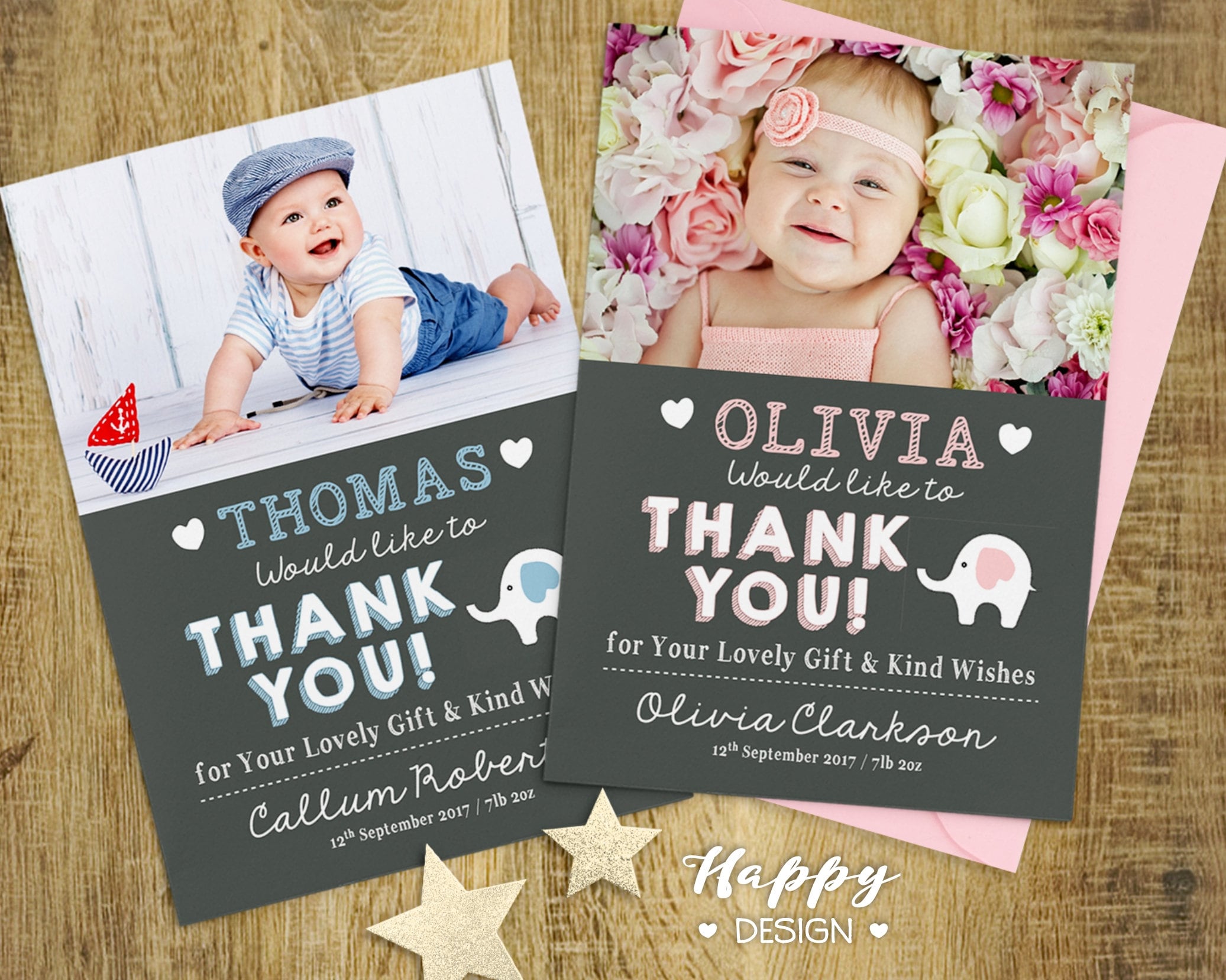 Birthday Thank You Card Personalised Thank You Cards With | Etsy