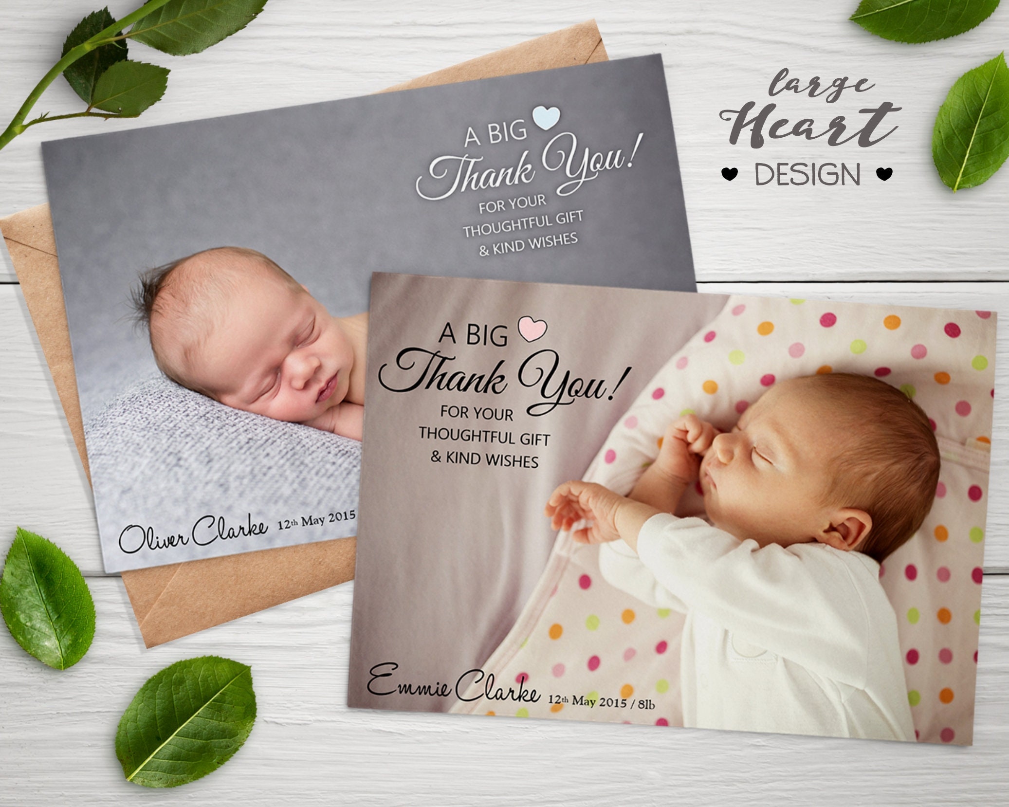 Baby Thank You Card Personalised Photo Thank You Cards | Etsy