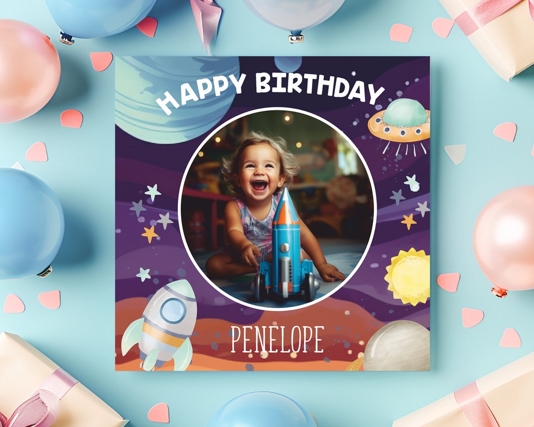 Personalised Space Photo Birthday Card, Space Photo Birthday Card, 1st ...
