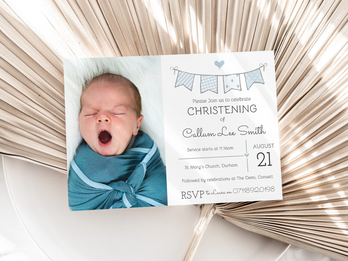 Bespoke Christening Day Invitation Including Photos, (R1) Personalised ...