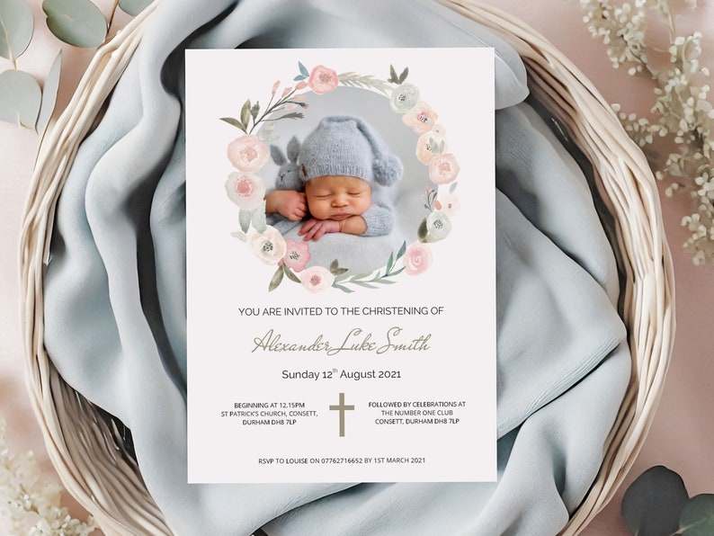 Elegant Christening Invitation | Naming Day Invite | Personalised ...