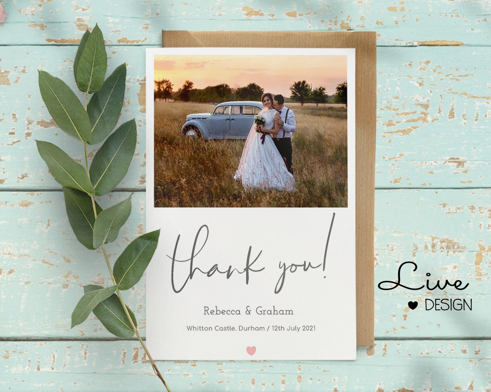 Rustic Personalised Wedding Thank You Cards With Photos | Etsy