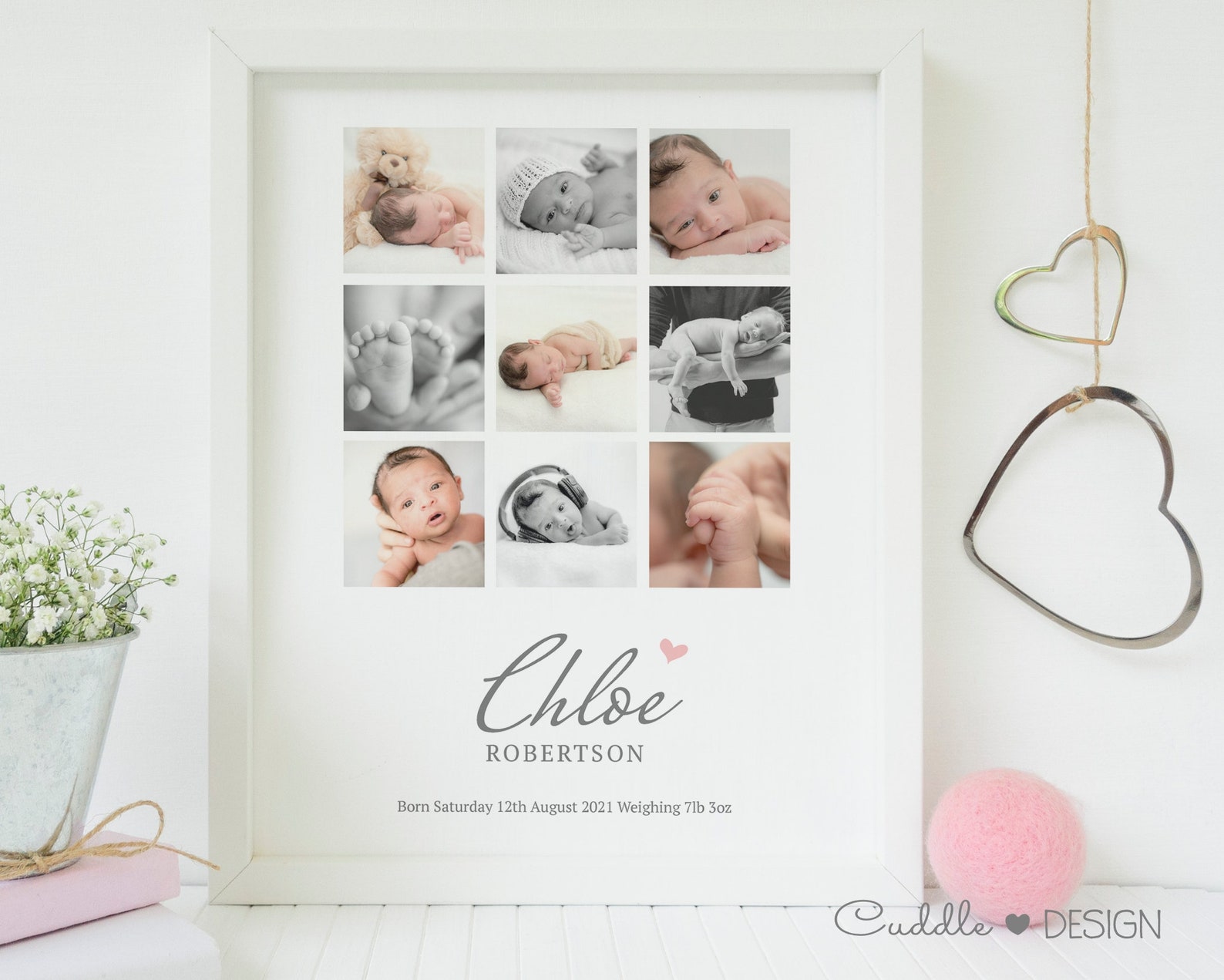 Baby Photo Collage Wall Print, Personalised Photo Collage Print A2. New ...