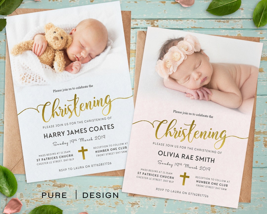 Buy Baptism Invitation Including Photos R1 Personalised Christening