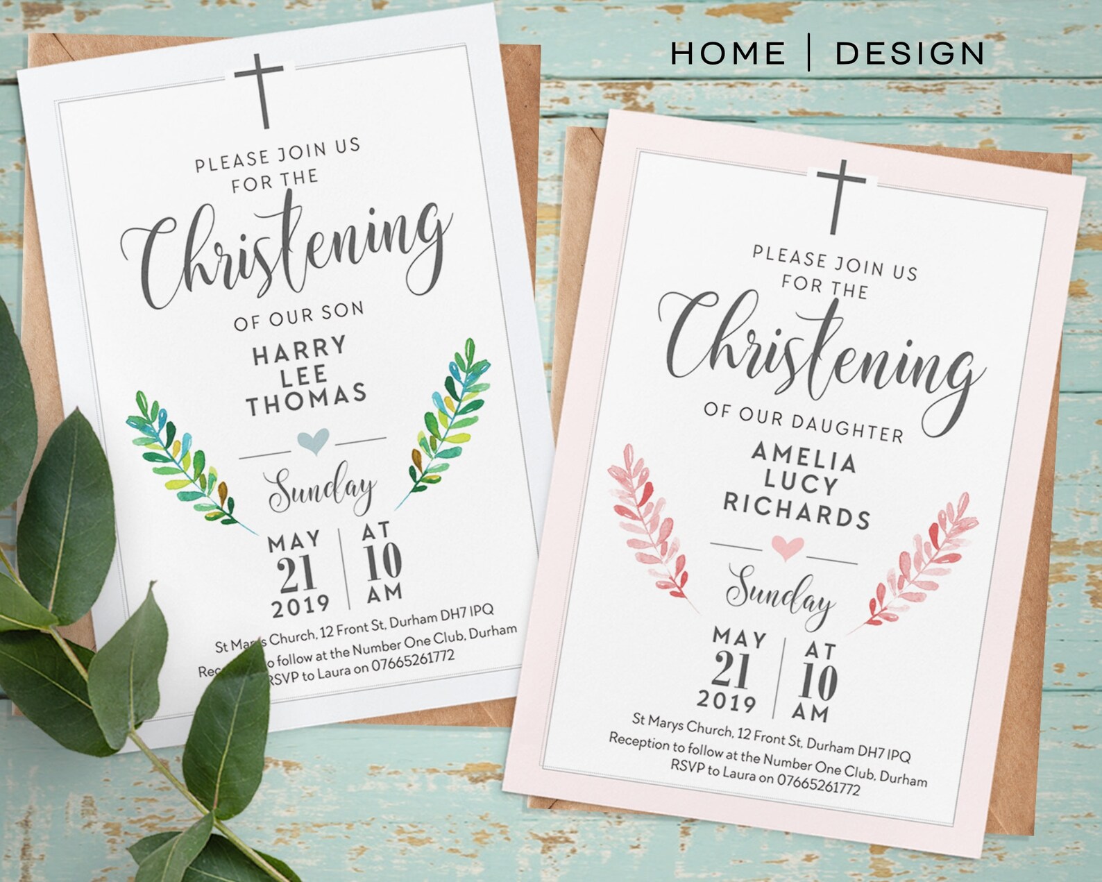 Bespoke Christening Day invitation including Photos | Etsy