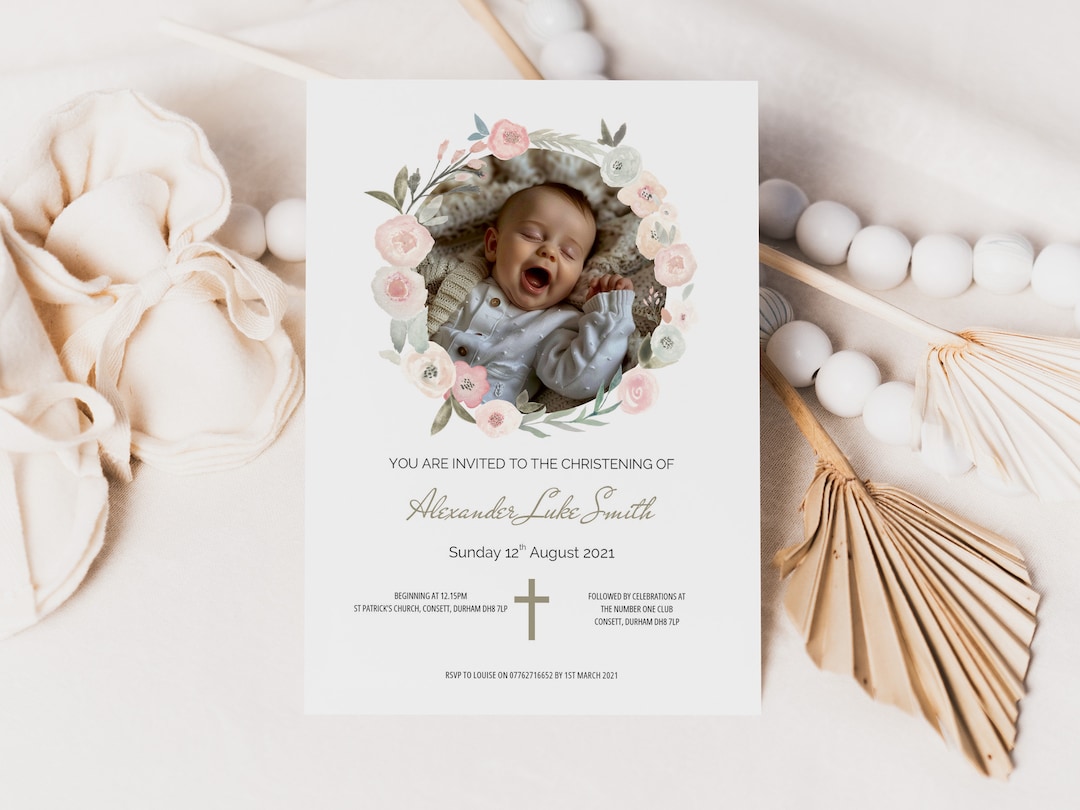Elegant Christening Invitation | Naming Day Invite | Personalised ...