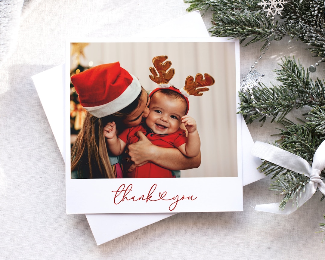 Personalised Photo Christmas Thank You Card, H8 Square Cute Christmas ...