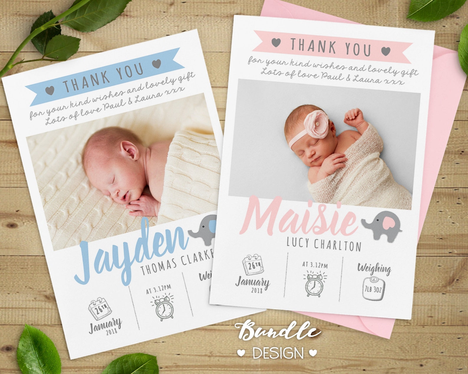 Birthday Thank You Card Personalised New Baby Thank You Card - Etsy