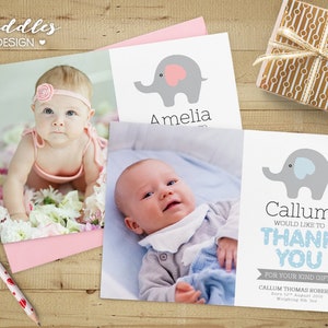 New Baby Announcement Card, New Baby Thank You Cards B1, Personalised ...