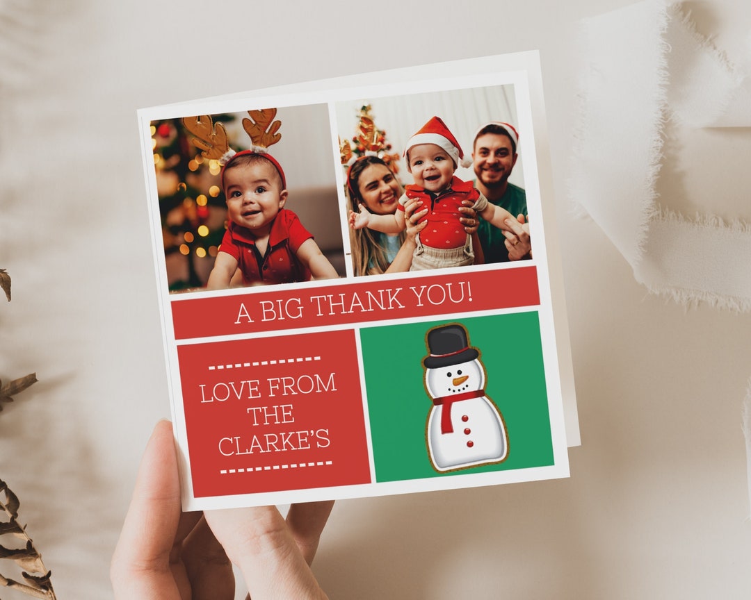Family Christmas Thank You Card, Photo Thank You Christmas Card, Cute ...