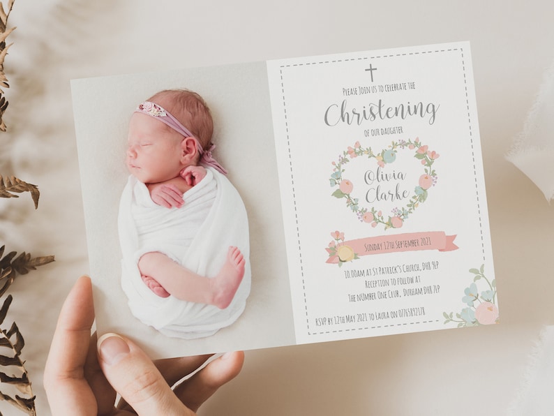 Bespoke Christening Day Invitation Including Photos, (R1) Personalised ...