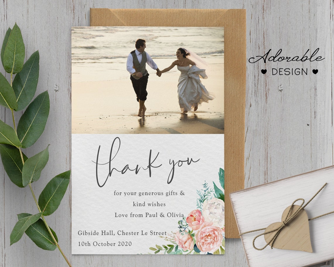 Rustic Wedding Thank You Cards Personalised Design | Etsy