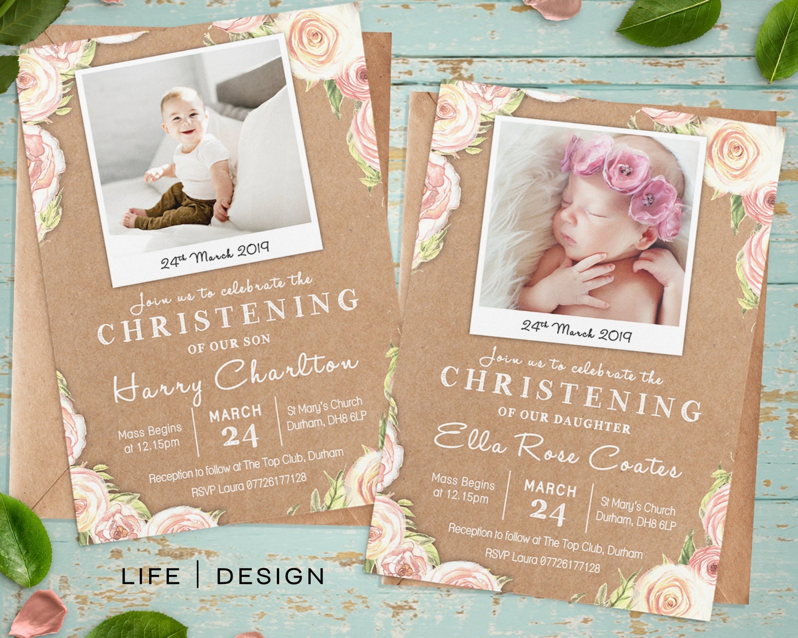 Bespoke Christening Day invitation including Photos | Etsy