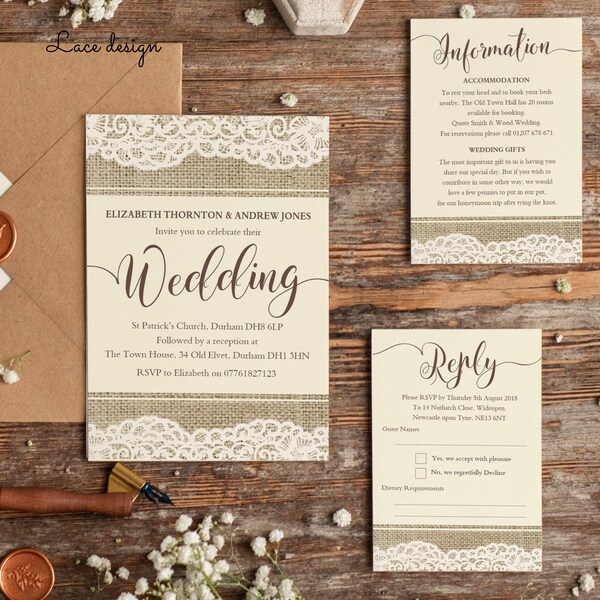 Rustic Wedding Invitation - Etsy UK