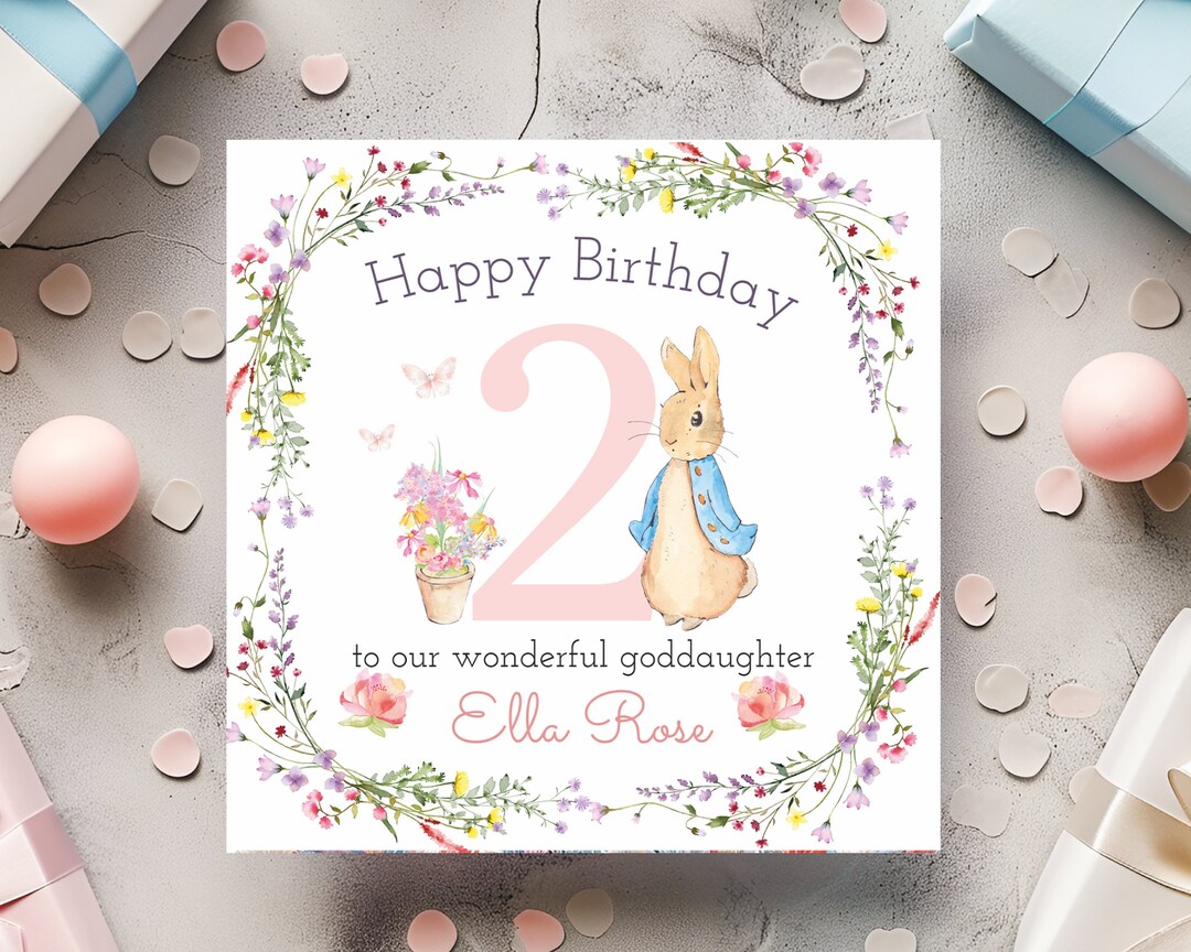 Peter Rabbit Birthday Card, Personalised Birthday Card, Cute Rabbit ...