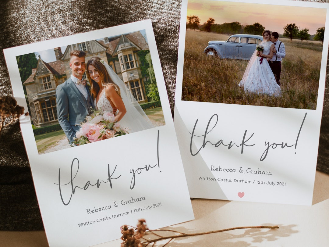Rustic Wedding Thank You Cards, W2 Bespoke Printable Wedding Thank You ...