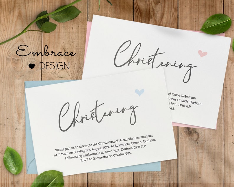 Personalised Christening Invite With Photo Bespoke - Etsy UK