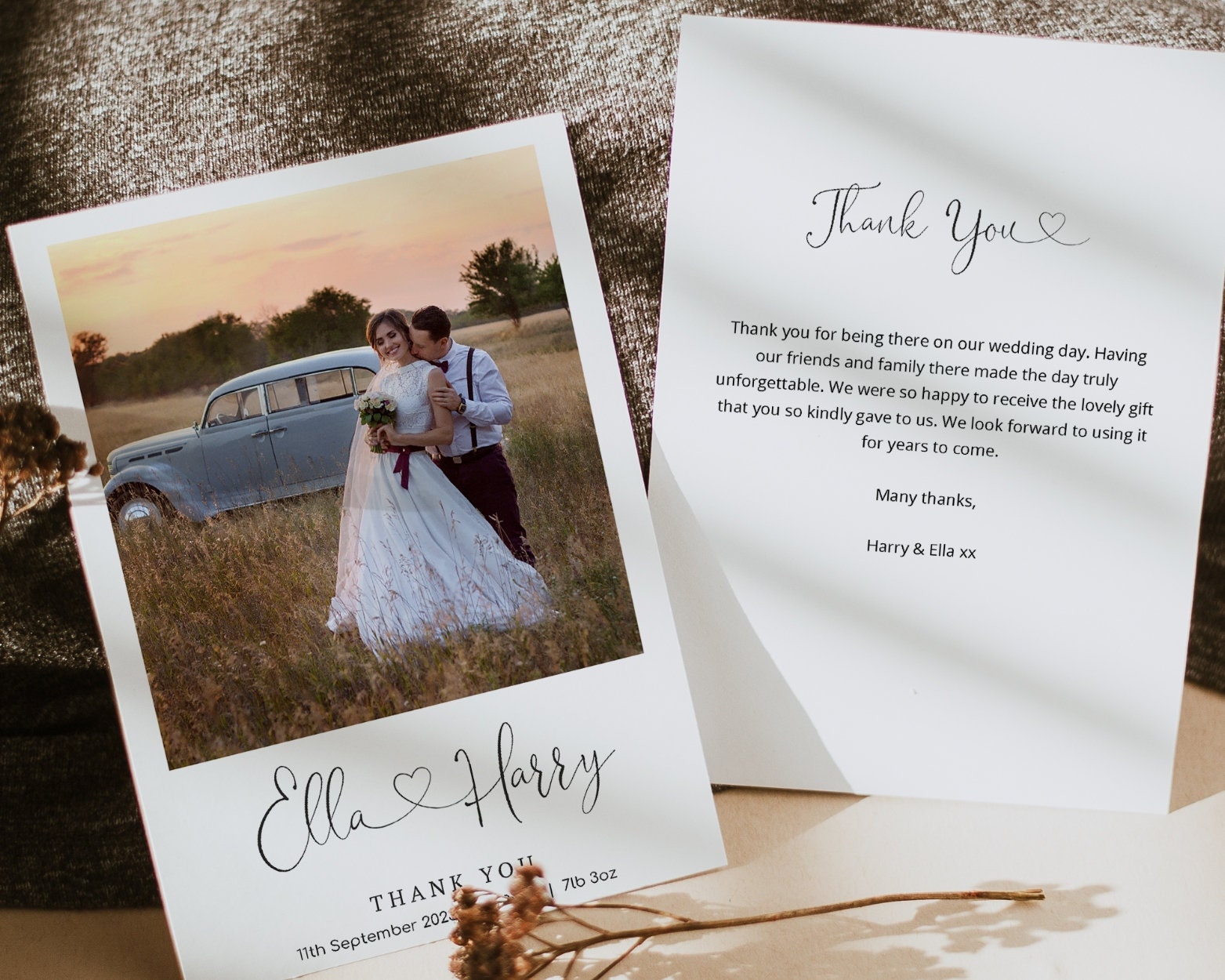 Wedding Personalised Thank You Card Z1 Personalised - Etsy UK