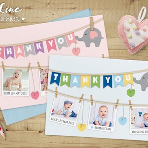 New Baby Announcement Card, New Baby Thank You Cards B1, Personalised ...